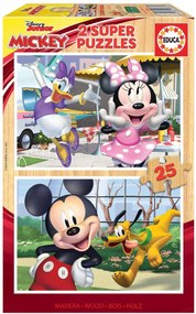 Puzzle educa dřevěné puzzle mickey a přátelé 2x25 dílků