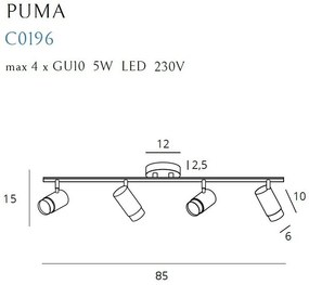 Maxlight Stropní svítidlo Maxlight C0196 PUMA 4