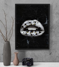 Pixada Royal Flush Lips Spades - motivační obraz Velikost: A3 - 29,7x42 cm, Volba rámu: plakát bez rámu