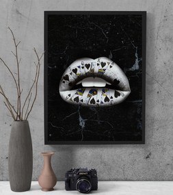 Pixada Royal Flush Lips Spades - motivační obraz Velikost: B2 - 50x70 cm, Volba rámu: s bílým rámem