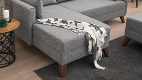 Hanah Home Dvoumístná pohovka BELLA šedá levá 205 cm s taburetem 825BLC1505