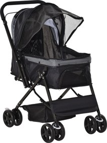 PawHut Kočárek pro psy a kočky Oxford Černá 76,5 x 52 x 95 cm | Aosom