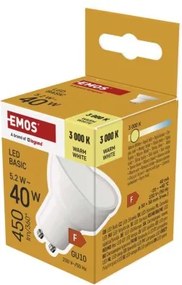 Emos lighting LED žárovka Basic MR16 / GU10 / 5,2 W (40 W) / 450 lm / teplá bílá 1525730235