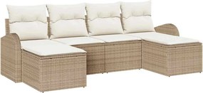 Set pohovek 6 ks Béžová a bílá polyratan 3354820