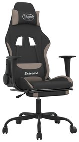 vidaXL Herní židle s podnožkou černá a taupe textil