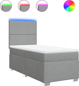 Box spring postel s matrací světle šedý 100 x 200 cm textil 3292692