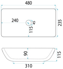 Umyvadlo na desku REA MARIA bílé