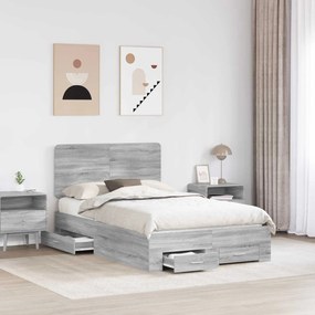 Rám postele s čelo Šedá Sonoma 135 x 190 cm Kompozitní dřevo 3412797