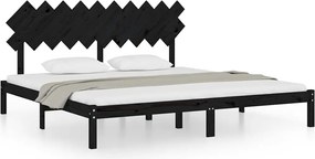 Rám postele černý 200 x 200 cm masivní dřevo 3104892