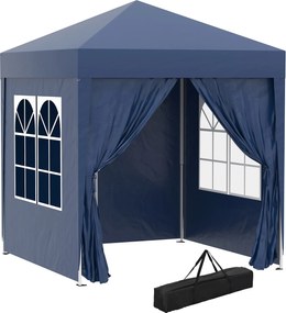 Outsunny Pavilon 2x2m Voděodolný, Pop-Up Skládací Pavilon se 4 Bočními Stěnami, Okenními Odtokovými Otvory, Skládací Party Stan UV 30+, Zahradní Stan