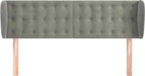 Čelo postele typu ušák světle šedé 147x23x78/88 cm samet 3117626