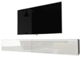 TV stolek LOWBOARD D 180, 180x30x32, bílá/bílá lesk