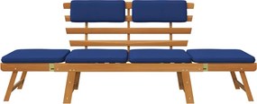 Zahradní lavice s poduškami 2-v-1 190 cm masivní akáciové dřevo 312120