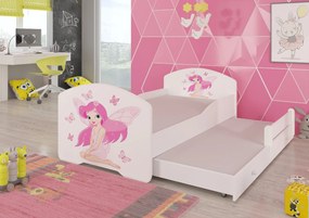 ADRK Furniture Dvojitá postel s matracemi PEPE II GIRL WITH WINGS 160x80 CH-Pep-II-Girl - win-E1020
