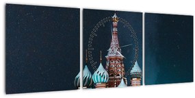 Obraz stavby v Rusku (s hodinami) (90x30 cm)