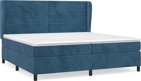 Box spring postel s matrací tmavě modrá 200x200 cm samet 3129295