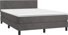 Box spring postel s matrací a LED tmavě šedá 140x190 cm samet 3134280
