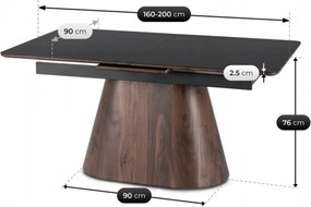 Jídelní rozkládací stůl Lizbona 160/200 cm z masivu černý/ořech