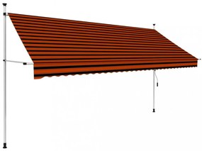 Ručně zatahovací markýza oranžová / hnědá Dekorhome 350 cm