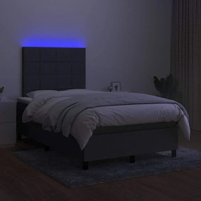 Box spring postel s matrací a LED tmavě šedá 120x200 cm textil 3134862