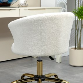 Ergonomická kancelářská židle Vinsetto Teddy Fleece, kosmetická židle, otočná židle s nastavitelnou výškou, polstrované sedadlo a zlatý ocelový rám, …
