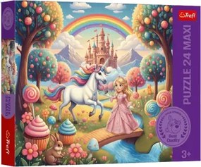 TREFL Puzzle Princezna a jednorožec MAXI / 24 dílků / 60 x 40 cm