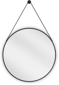 Mexen String, kulaté koupelnové zrcadlo na pásku 60 cm, barva rámu černá matná, 9854-060-060-000-70