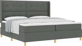 Postel s boxspringem s čelo Tmavě šedá 200 x 200 cm textil 3341855