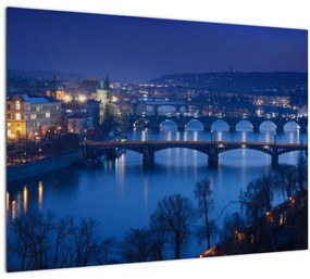Skleněný obraz pražských mostů (70x50 cm)