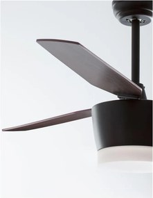 NV 5260251 Stropní ventilátor se světlem MONSOON tělo z oceli matná černá a sklo 3ABS dřevěné listy LED 18W 3000K - NOVA LUCE