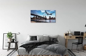 Obrazy na plátně Letadel mraky město 120x60 cm