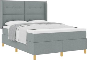 Postel s boxspringem s čelo Světle šedá 140 x 200 cm textil 3341833