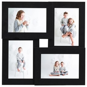 vidaXL Kolážový fotorámeček na 4 obrázky (10 x 15 cm) černý MDF