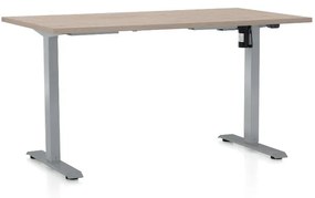Výškově nastavitelný stůl OfficeTech A, 120 x 80 cm, šedá podnož, dub