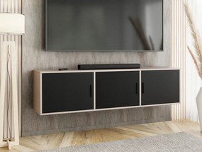 TV skříňka ROJO 3 kašmír + černý uzavřená TV skříňka s policí