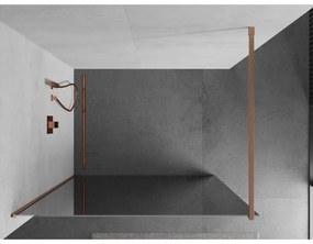 Mexen Kioto, sprchová zástěna Walk-In 120 x 200 cm, 8mm sklo vzor zrcadlo, měděný matný profil, 800-120-101-65-50