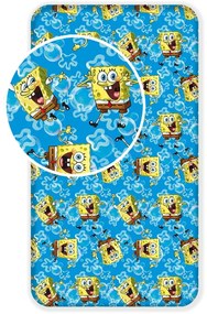 Modré napínací bavlněné dětské prostěradlo 90x200 cm Sponge Bob "Blue" – Jerry Fabrics