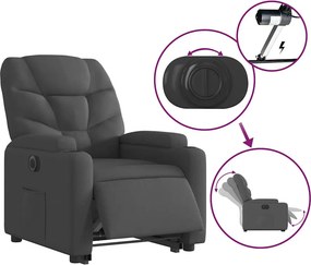 Elektrické zvedací polohovací křeslo tmavě šedé textil 3204621