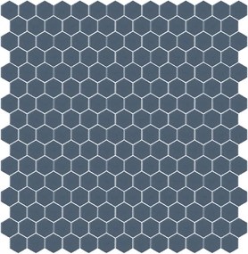 Hisbalit Skleněná mozaika modrá Mozaika 318A SATINATO hexagony 2,3x2,6 (33,33x33,33) cm - HEX318ALH