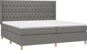 Box spring postel s matrací a LED tmavě šedá 200x200 cm textil 3139142
