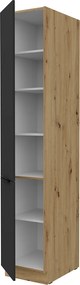 ARIA ac | vysoká skříňka 40 DK-210 2F potravinová s policemi | 40 cm | ANTI FINGERPRINT povrch | artisan/černá