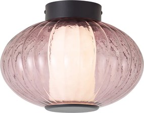Designové stropní svítidlo černé 28 cm s fialovým sklem vč. LED 3-stupňové stmívatelné - Margherite