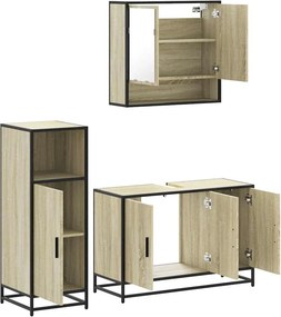 3dílný set koupelnového nábytku dub sonoma kompozitní dřevo 3300981