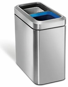Hranatý otevřený koš na tříděný odpad 10 + 10 l, matná ocel, nerez