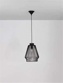 Nova Luce Závěsné svítidlo BREDO černý hliník černý kabel E27 1x12W