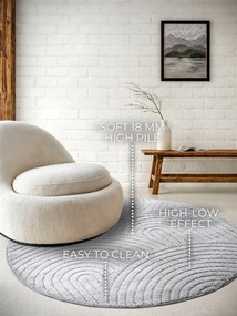 ELLE Decoration, Kusový koberec New York 106205 Light Grey kruh, 200x200 (průměr) kruh, šedá, ložnice