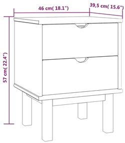 Noční stolek OTTA - masivní borovice - 57x46x39,5 cm | hnědá/bílá