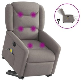 Elektrické zvedací masážní polohovací křeslo taupe textil 3303231