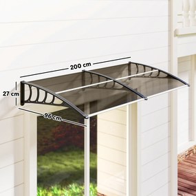 Outsunny Ochranný Slunečník 200x96 cm Exteriérový Kryt pro Dveře a Okna proti Slunci a Dešti s PP Polykarbonátovou Oporou Hnědá