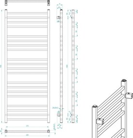Sapho METRO koupelnový radiátor 600 x 1510 mm černá mat IR420TB